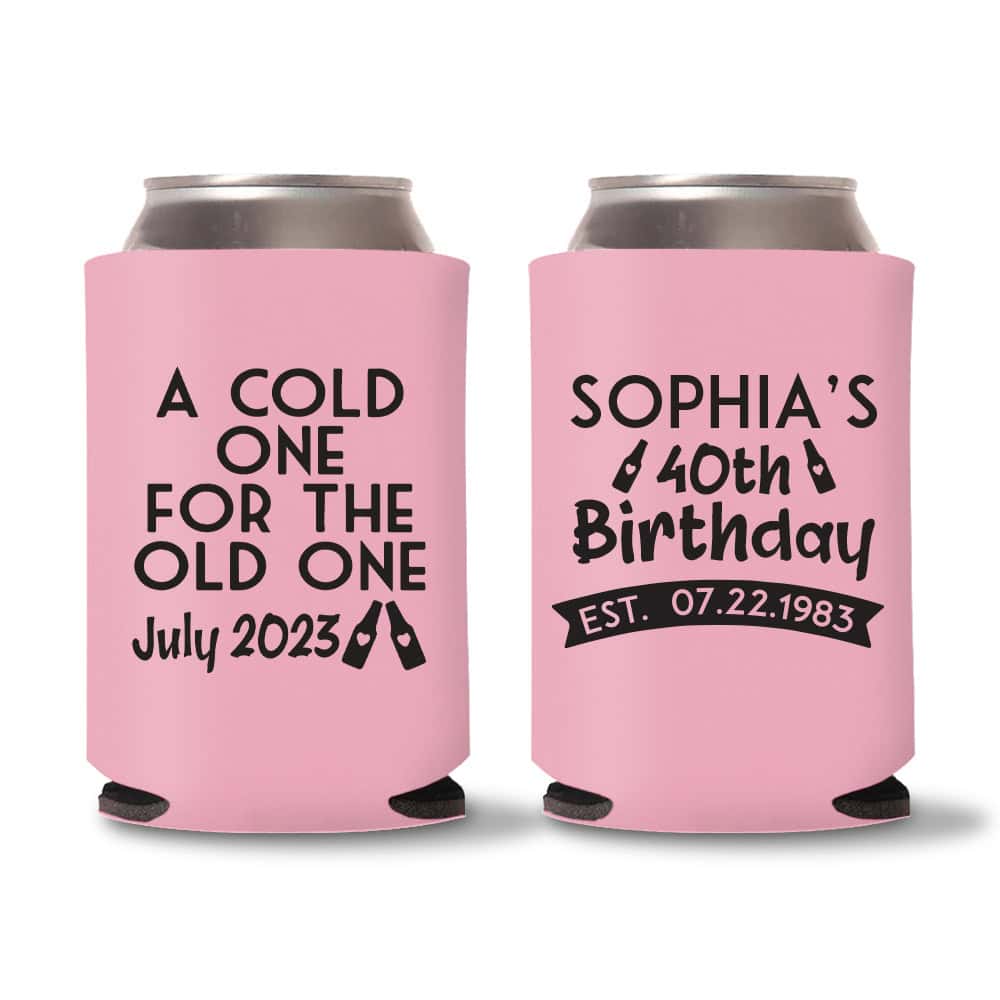 Customized 40th Koozie Favor For Birthday Celebrations